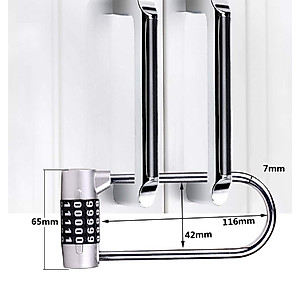 2.75" Wide 5 Position resettable U-Lock Padlock with 4.57" Long Shackle, Gym, Suitable for lockers. File cabinets, wardrobes, Fences, Sheds, Door Cabinet Locks, 1 Piece, Silver.