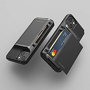 VRS DESIGN Damda Glide Pro Phone Case for iPhone 13, Sturdy Semi Auto Wallet [4 Cards] Case Compatible for iPhone 13 Case (2021) Black