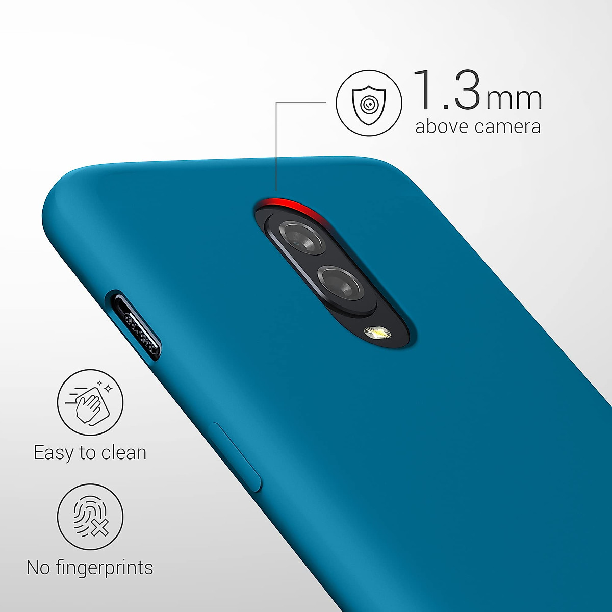 kwmobile Case Compatible with OnePlus 6T Case - TPU Silicone Phone Cover with Soft Finish - Caribbean Blue