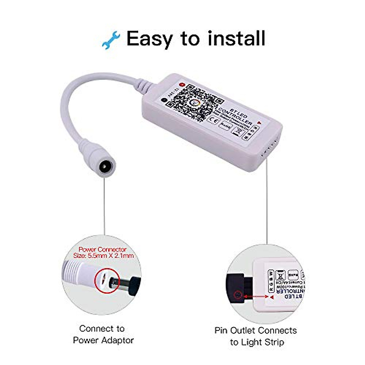 HaoDeng Bluetooth RGBW/RGB Controller for LED Light Strips, Android and iOS Free App Bluetooth LED Strip Light Controller
