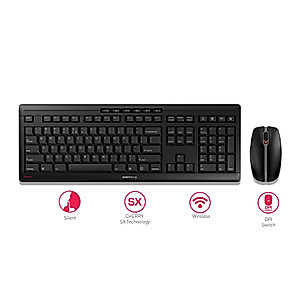 CHERRY Stream Desktop - Wireless Keyboard and Mouse Combo - US Layout - QWERTY Keyboard - Black