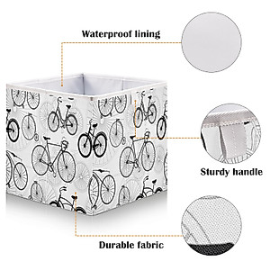 Kigai Storage Basket Cubes 11 In ,Bicycle Bike Print Foldable Fabric Bins Shelves Toy Storage Box Closet Organizers for Nursery,Utility Room, Storage Room179