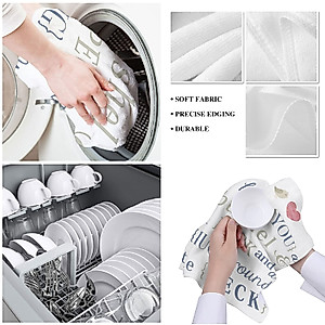 Kitchen Dish Towels 1 Pack-Super Absorbent Soft Microfiber,I Love You a Bushel and a peck and a Hug Around The Neck Cleaning Dishcloth Hand Towels Tea Towels for Kitchen Bathroom Bar