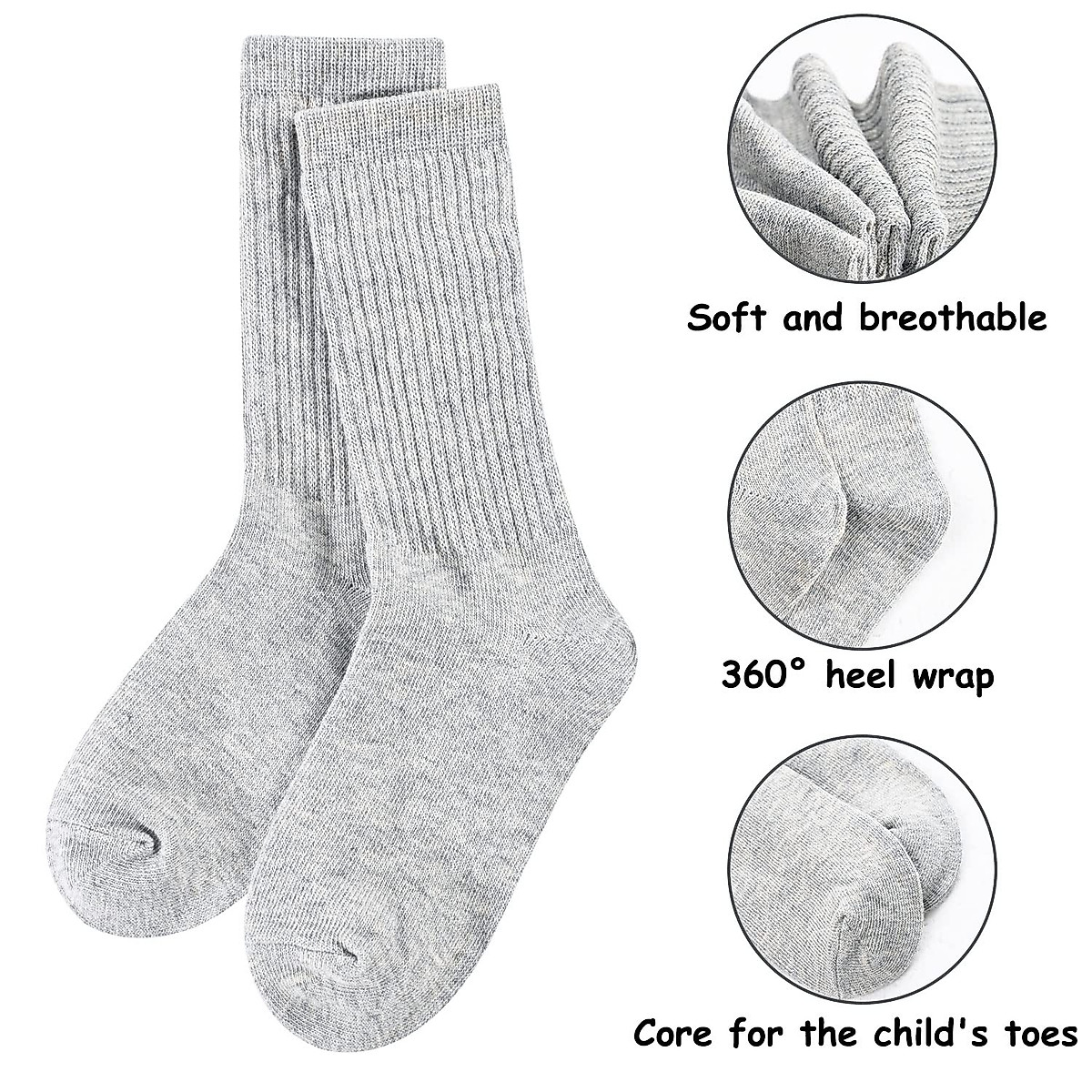 Zmart Little Girls Long Socks Slouch Socks For Girls Kids Cotton Crew Socks Scrunch School Socks Black White Large