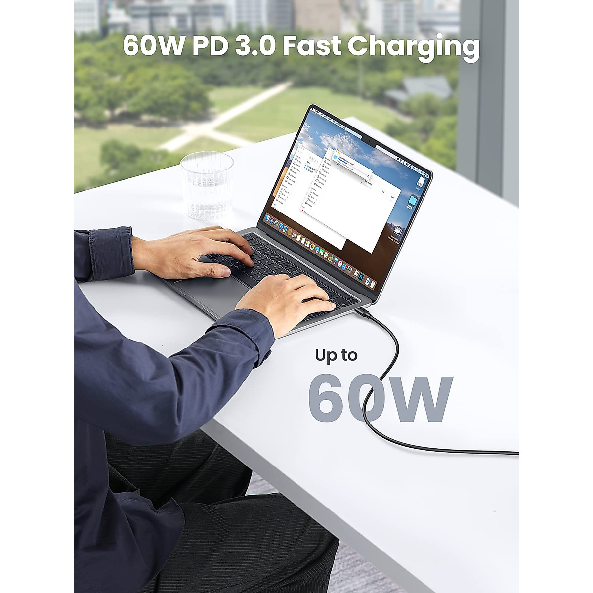 UGREEN 60W 3-Pack USB C to USB C Cable, Type C Fast Charging Cable Compatible with iPhone 15/15 Plus/15 Pro, MacBook Pro 2022, Samsung Galaxy S24/S23/Z Fold/Z Flip, Google Pixel 7, Switch, 6.6FT