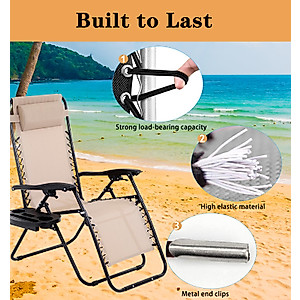 17" 19" 21" Wide Zero Gravity Chair Replacement Fabric, Repair Cloth with 4 Gravity Chair Replacement Cord Screws Kit, Zero Gravity Chair Accessories for Sling Patio Lawn Lounge Chair, Tan