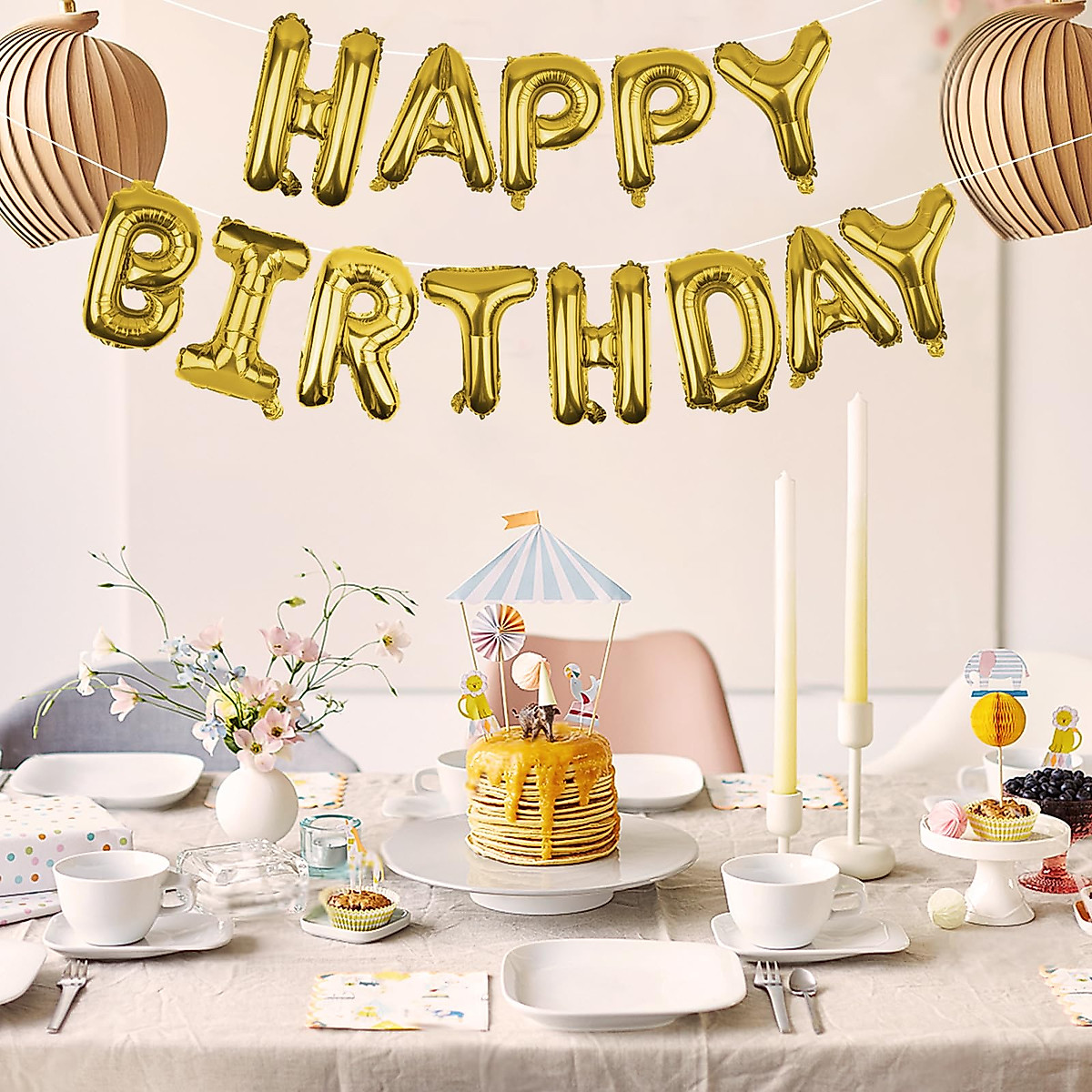 Happy Birthday Banner (3D Gold Lettering) Mylar Foil Letters | Inflatable Party Decor and Event Decorations for Kids and Adults | Reusable, Ecofriendly Fun