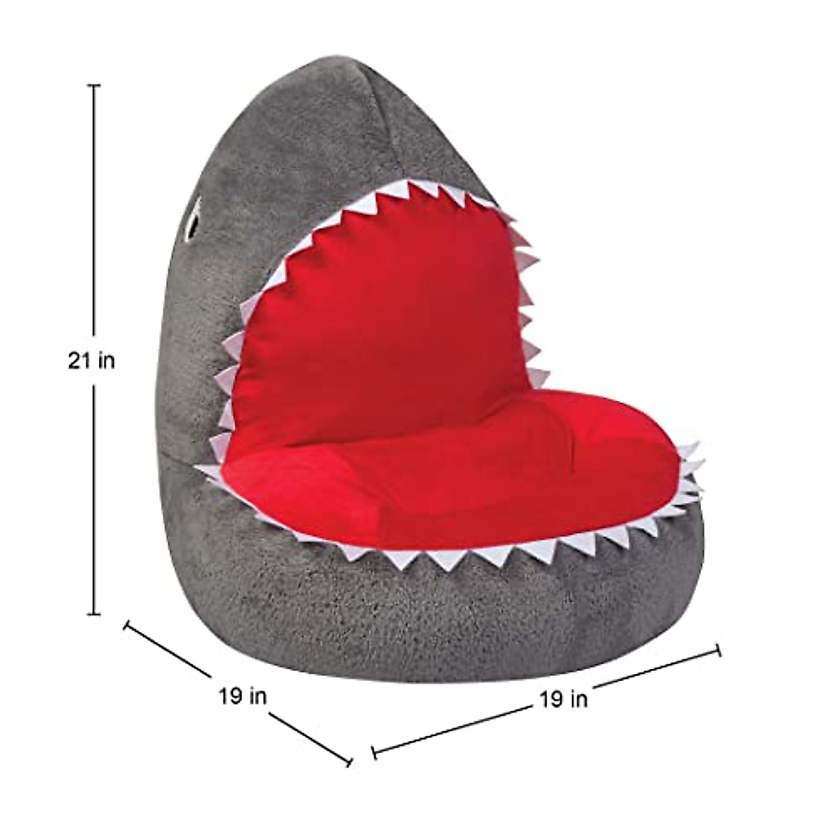 Trend Lab Shark Toddler Chair Plush Character Kids Chair Comfy Furniture Pillow Chair for Boys and Girls, 21 x 19 x 19 inches