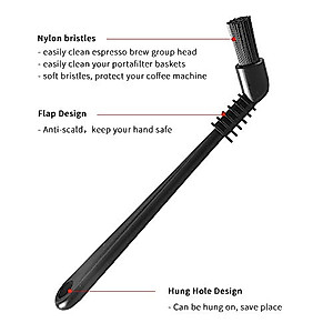 Espresso Machine Cleaning Brush Set - CAFEMASY 4 Pieces Coffee Cleaning Brush Natural Bristles Wooden Brush for Coffee Grinder and Nylon Brush for Espresso Machine Cleaning