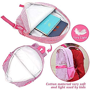 GFU Toddler Backpack, Seersucker Gingham Kids Backpack for Boys and Girls, Preschool Kids Backpack, Lightweight Schoolbag for Child, Small…