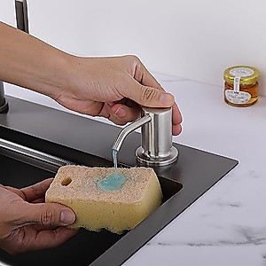 Soap Dispenser, Kitchen Soap Dispenser, Large Capacity 17 OZ Bottle, Stainless Steel Built in Soap Dispenser for Kitchen Sink, Brushed Nickel