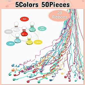50 Pieces Throw Streamers Colorful Hand Held Streamer No Mess Confetti Crackers Party Streamers Wedding Toss for Engagement Graduation Party Favors Shows Supplies (50 Pieces)