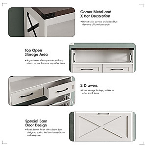 Maupvit Farmhouse Shoe Cabinet with 2 Flip Drawers & 2 Drawers, Shoe Storage Cabinet with Doors and Shelves, Shoe Organizer for Entryway, Narrow Shoe Cabinet for Front Door Entrance, White