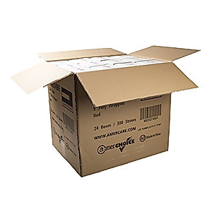 AmerCare 9 Inch Giant Red Poly Wrapped Straws, Case of 7200