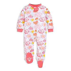Burt's Bees Baby Baby Girls' Sleep and Play Pajamas, 100% Organic Cotton One-Piece Romper Jumpsuit Zip Front Pjs, Rosy Spring, 9 Months