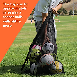 Fitdom Extra Large Heavy Duty Mesh Bag. Best for Soccer Ball, Water Sports, Beach Cloth, Swimming Gears. Adjustable Shoulder Strap. Secure Side Pocket