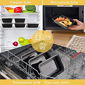 Azure Zone, 38 oz, 50-Pack Rectangular Meal Prep Food Container with Lid - One Compartment - Stackable - Freezer/Microwave/Dishwasher Safe - Reusable Storage - Portable - BPA Free