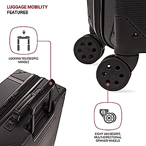 SwissGear 7739 Hardside Luggage Trunk with Spinner Wheels, Black, Checked-Large 26-Inch