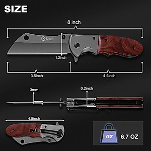 Zxcan Pocket Knife, Folding Knife 5CR13 Carbon Steel Stainless Blade, EDC Knife with Liner Lock, Pocket clip, Tactical Knife for Camping Indoor and Outdoor Activities Men Gift