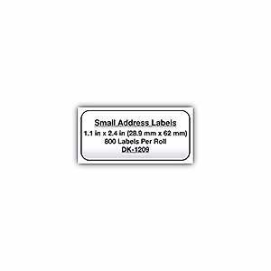 Brother DK-1209 Small Address Labels, White, 2 1/2" x 1 1/2", Roll Of 800