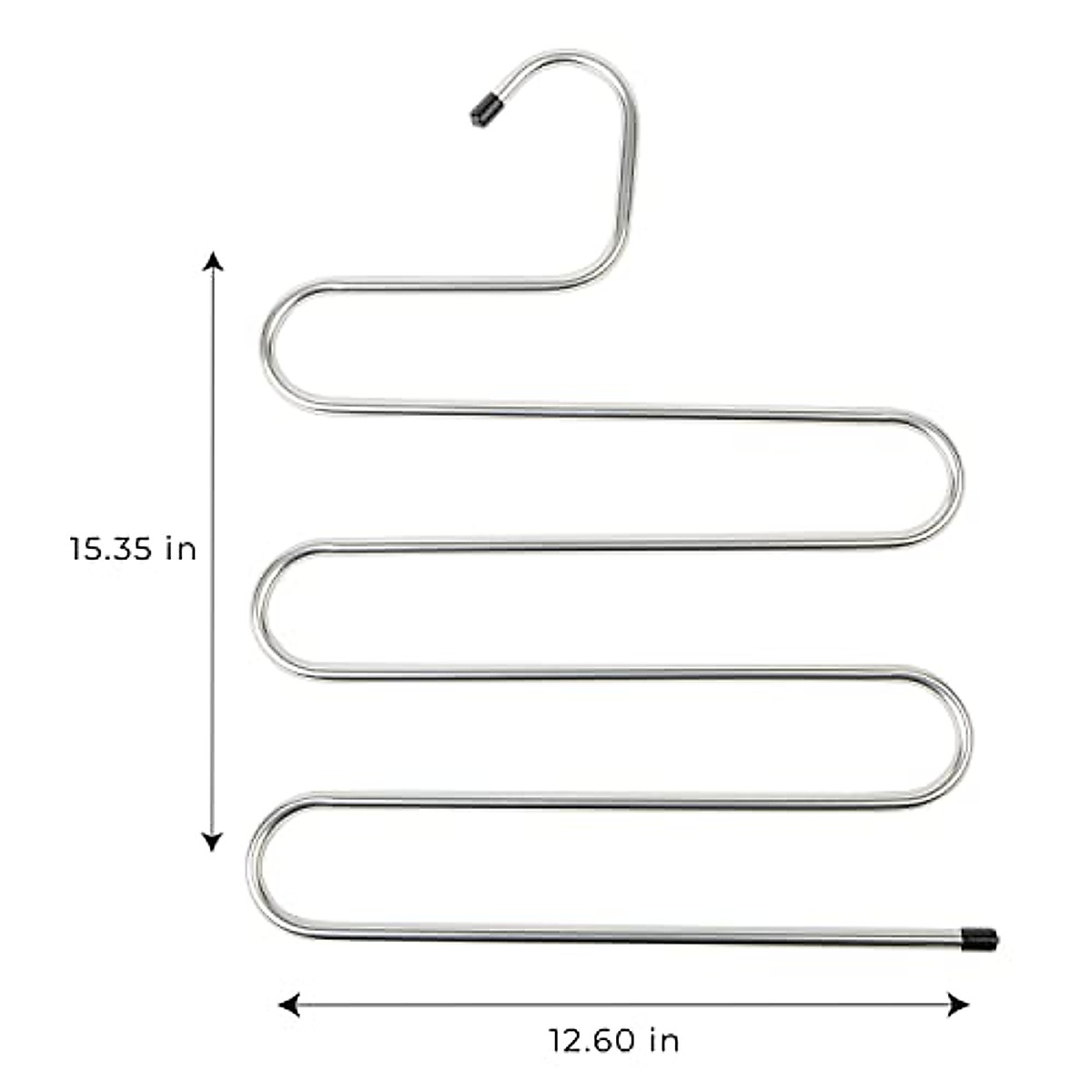 Smart Design Stainless Steel Pant Hangers - Set of 4 - Sturdy Space Saving 5-Tier S-Shape Rack - Metal Closet Organizer for Multiple Jeans, Clothes, Skirts, and Trousers Storage - Silver