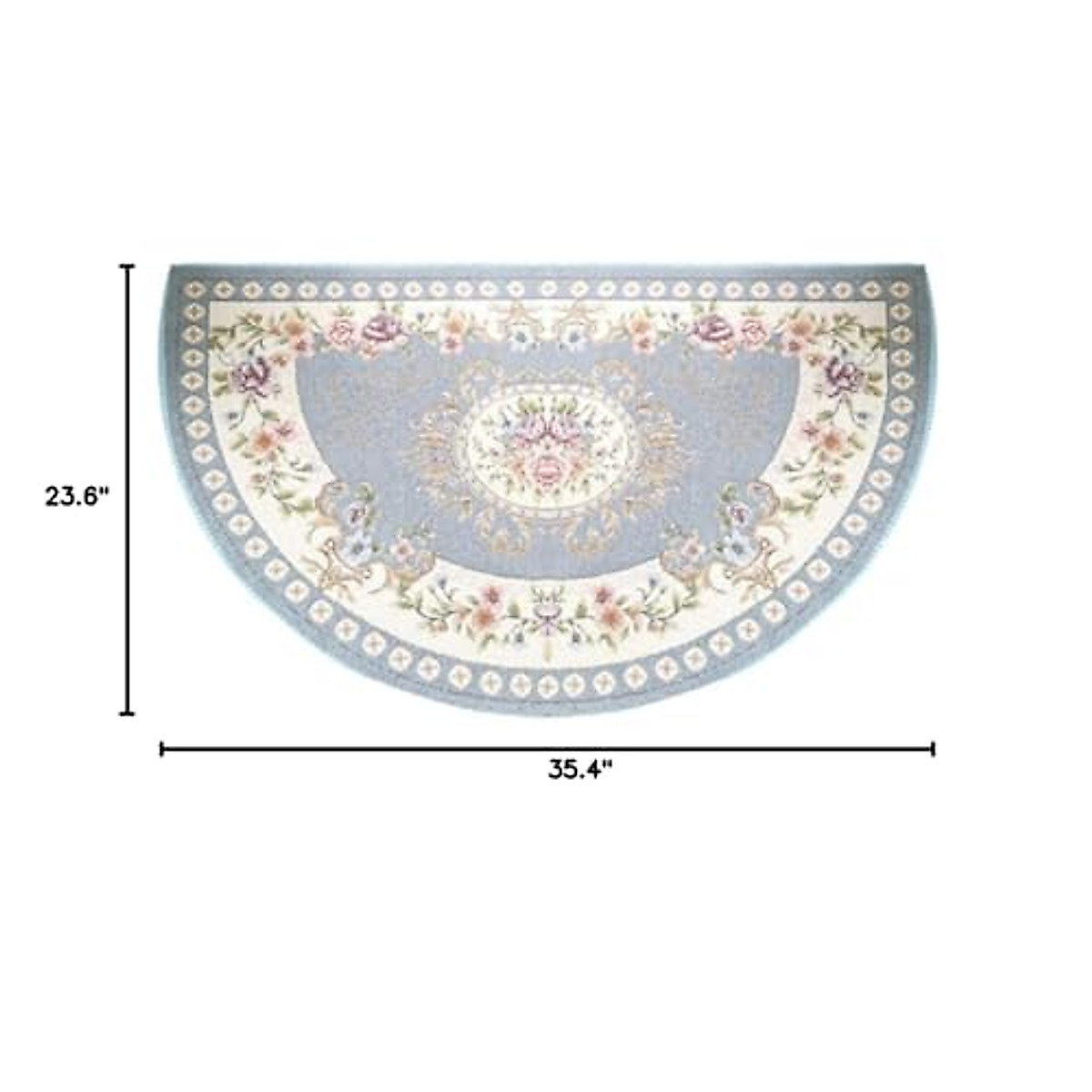 Semi Circle Door Mat, Soft Half Moon Rug, Floral Anti-Slip Carpet for Home Entrance Bedroom Living Room Bathroom Indoor Outdoor, 23.6 x 35.4inch