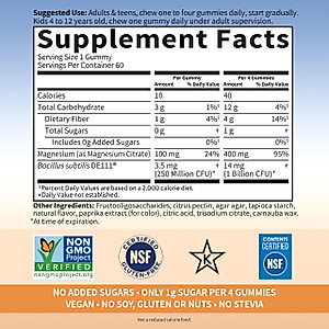 Garden of Life, Dr Formulated 400mg Magnesium Citrate Supplement with Prebiotics & Probiotics for Stress, Sleep & Recovery – Vegan, Gluten Free, Kosher, Non-GMO, No Added Sugars – 60 Peach Gummies