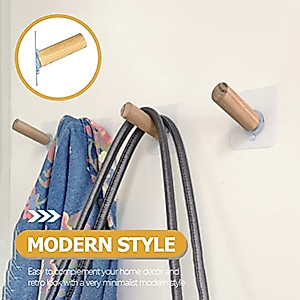 DOITOOL Heavy Duty Wall Hook 12Pcs Wood Wall Hooks for Hanging, Wooden Coat Hooks Wall Mounted, Adhesive Decorative Wall Hooks for Hanging Hat, Key,Towel(5 cm/ 2 inch) Backpack Hanger