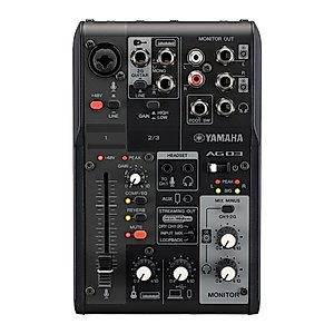 Yamaha AG03MK2 Black 6-Channel Live Streaming Loopback Mixer/USB Interface with Steinberg Software Suite