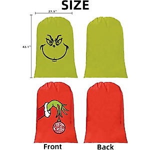 Unbala 2 Pack X-Large Santa Sacks Drawstring Christmas Bags 27.6 X 42 Inch Christmas Gift Bags Xmas Bags For Bulk Christmas Gifts Holiday Party Decorations