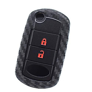 3 Button Car Silicone Carbon Fiber Style Remote Control Key Shell Case Cover Skin Holder Fob for Land Rover Discovery LR3 Range Rover Sport Vouge 2006 2007 2008 2009 Car Replacement