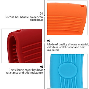 MILISTEN 3 Pair Silicone Pot Ear Clips Frying Pans Handle Cover Fry Pan Handle Holder Oven Grab Mitts Bowl Clip Pot Pad Red Pot Holders Hot Handle Holder Insulation Sleeves