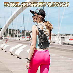 KFXFENQ Sling Bag for Women PU Leather Sling Bags for Women Crossbody Fashion Sling Backpack Multipurpose Chest Bag for Cycling (Black)