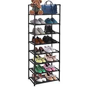 Been5le 8-Tier Shoe Rack Storage Organizer, Sturdy and Durable Shoes Shelf Stores up to 16 Pairs (Black)