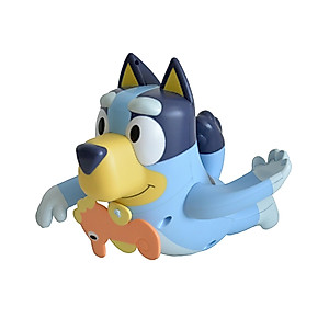 TOMY Toomies Bluey Swimming Bath Toy - Bluey Toys Includes Attached Seahorse Baby Toy and Swims on Back or Front - Toddler Bath Toys and Water Toys for Outdoor Play – Ages 18 Months and Up