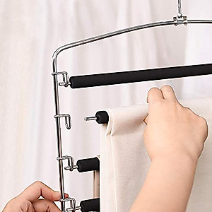 SONGMICS Double-Rail Clothes Rack Bundle with 3-Pack 5-Bar Pants Hangers, Industrial Pipe Design Garment Rack on Wheels, Space-Saving Trousers Hangers with Swing Arms, Black UHSR60B and UCRI041BK