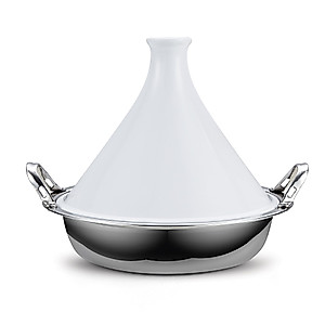Cooks Standard Multi-Ply Clad Stainless Steel Tagine with 2 Handle and Extra Glass Lid, 4.5-Quart