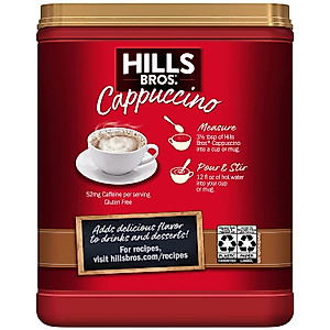 Hills Bros. Instant Cappuccino Mix, English Toffee Cappuccino Mix - Easy to Use and Convenient - Frothy, Decadent Cappuccino with a Buttery Toffee Flavor (16 Ounces, Pack of 1)