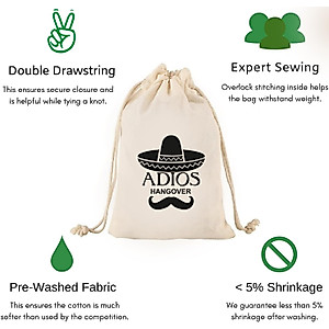 Set of 10 Adios Hangover Bags bachelorette party decorations Cabo survival Kit, amenity Kit Cotton Drawstring Wedding Welcome Favor kits ,Bachelorette ,Party, Drawstring Decors, Off White, 5x7''