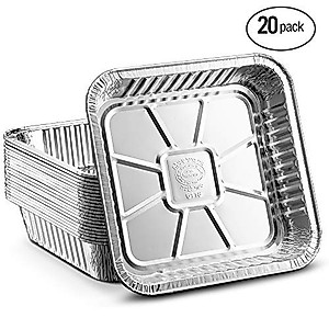 [20 Pack - 8"x8"] Propack Disposable Aluminum Foil Meal Prep Cookware Square Pans, Oven, Toaster, Grill, Cooking, Roasting, Broiling, Baking, Event, Take Out, Restaurant
