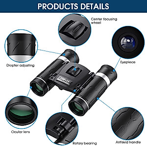 200x25 Compact Binoculars for Adults and Kids, High Powered Mini Pocket Binoculars, Waterproof Small Binocular for Bird Watching, Hunting, Concert, Theater, Opera, Traveling, Sightseeing