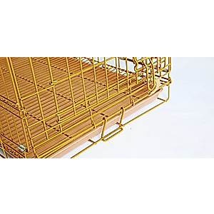 HOMEY PET Gold Color Folding Design Dog Crate Puppy Kennel with Removable Floor Grid and Pull Out Tray