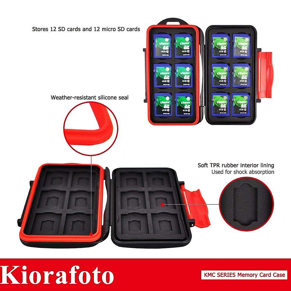 Water-Resistant Memory Card Case + 120 Count Card Labels: Camera Memory Card Holder with Memory Card Labels for 12 SD Cards & 12 Micro SD Cards