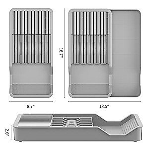 Silverware Organizer Storage Tray,Cutlery Expandable Organizer for Kitchen Drawer Holding Flatware Spoons Forks In-Drawer Knife Block,Kitchen Knife Drawer Organizer