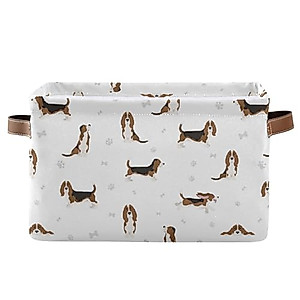 Dog Basset Hound Storage Basket Bins Foldable Decorative Storage Box Laundry Hamper Baskte Storage for Bedroom Office Clothes Pet Nursery Living Room,1 pcs