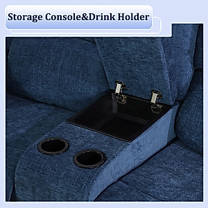 Plithzy Recliner Sofa Set Living Room Furniture, Microfiber Fabric Reclining Sofa Set, Recliner Couch Set with Cup Holders for Office Home (3 Piece Living Room Furniture Set, Blue)