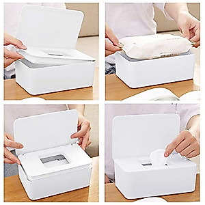 DOERDO 2 PCS Baby Wipe Dispenser Wet Wipe Holder with Lid Wipes Tissue Case Tissue Storage Box Keeps Baby Wipes Fresh and Safe(Black,White)