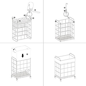 Laundry Hamper with Heavy Duty Rolling Lockable Wheels; Durable Laundry Basket with Detachable Liner Bag; Collapsible Clothes Hamper with Metal Handle (Grey)