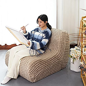 N&V Single Seated Foam Sofa, Armless Floor Sofa, One Piece High Density Foam, Removable and Machine Washable Cover, Champagne