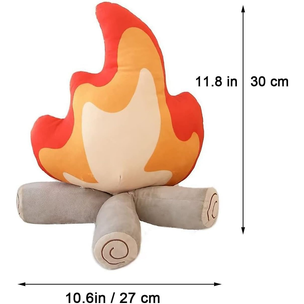 Hgplvxj Simulation Campfire Plush Pillow, Flame Stuffed Plush Toy Room Decoration Birthday Xmas Gift for Kids (11.8Inch)